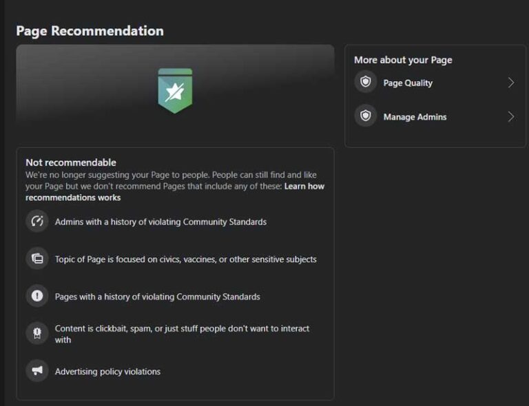 Facebook: Your Page Is Not Recommendable [SOLVED] - EXEIdeas – Let's ...